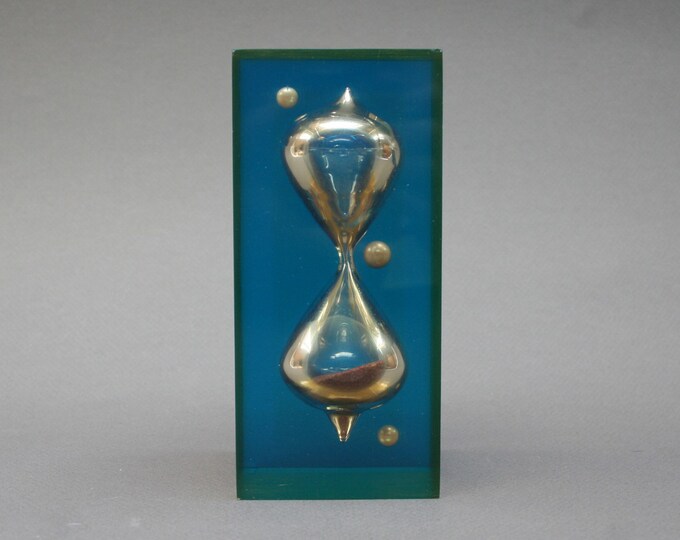 Vintage 1970s Designer Hourglass Sand Timer in Resin Inclusion, Blue ...