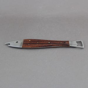 Vintage 1950s Fish Shaped Bottle Opener, Wood & Stainless Steel, MCM ...