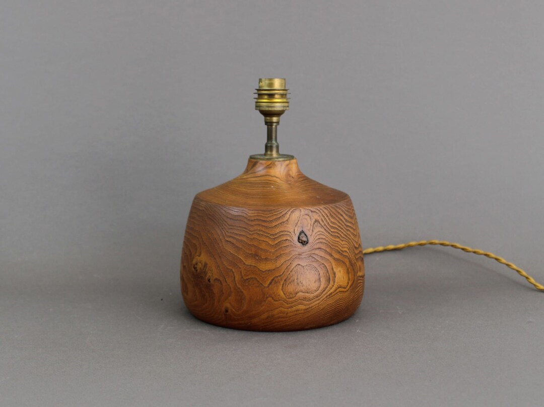 Vintage 1950s Solid Wood Lamp Base Veined Elm Wood Mid - Etsy