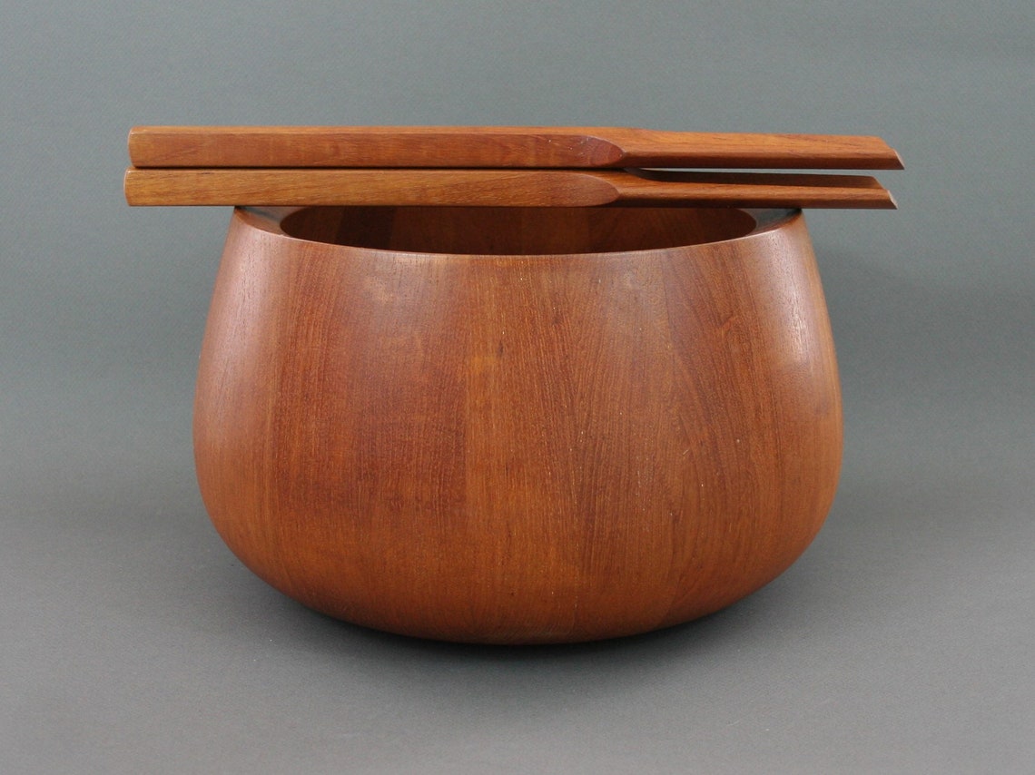 Vintage 1950s DANSK DESIGNS Teak Salad Bowl by Jens | Etsy