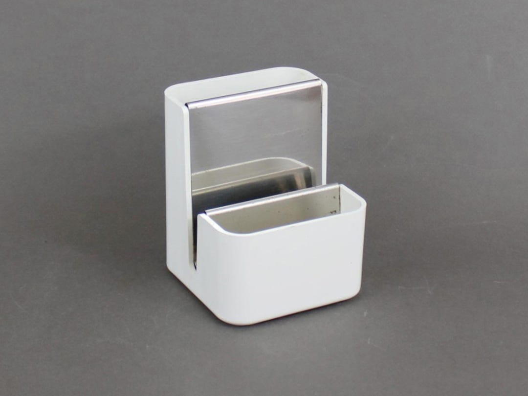 Vintage 1970s Melamine & Metal Pen Holder, White Modern Office Decor ...