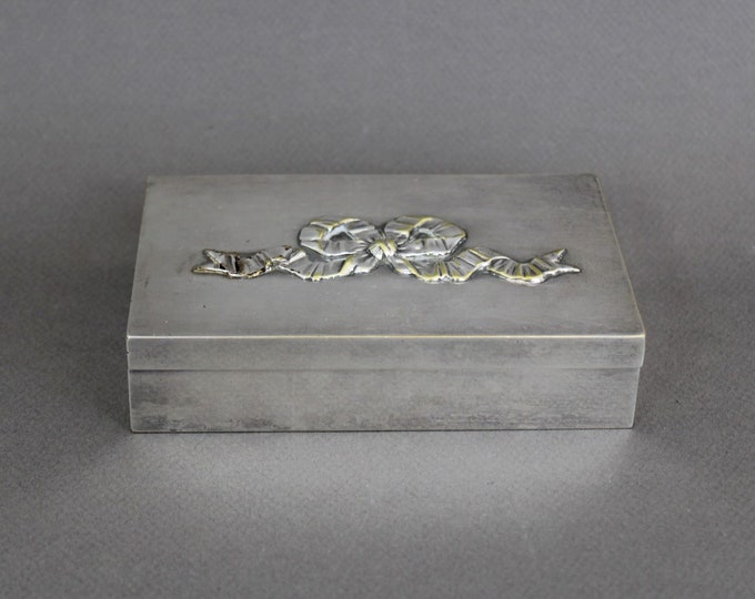 Vintage 1950s MARIA PERGAY Box, Ribbon Pattern, MCM Silver Plated Decor ...