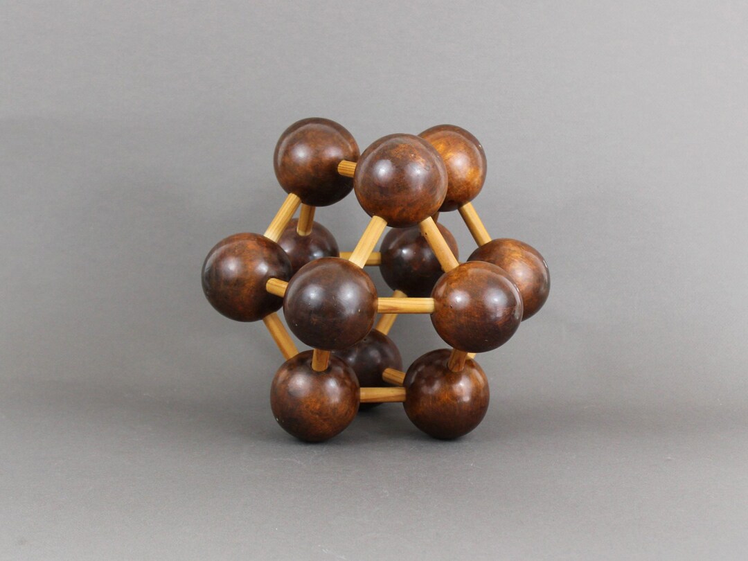 Vintage 1970s Giant Wooden Puzzle, Dark Wood Sculpture, Molecule Decor ...