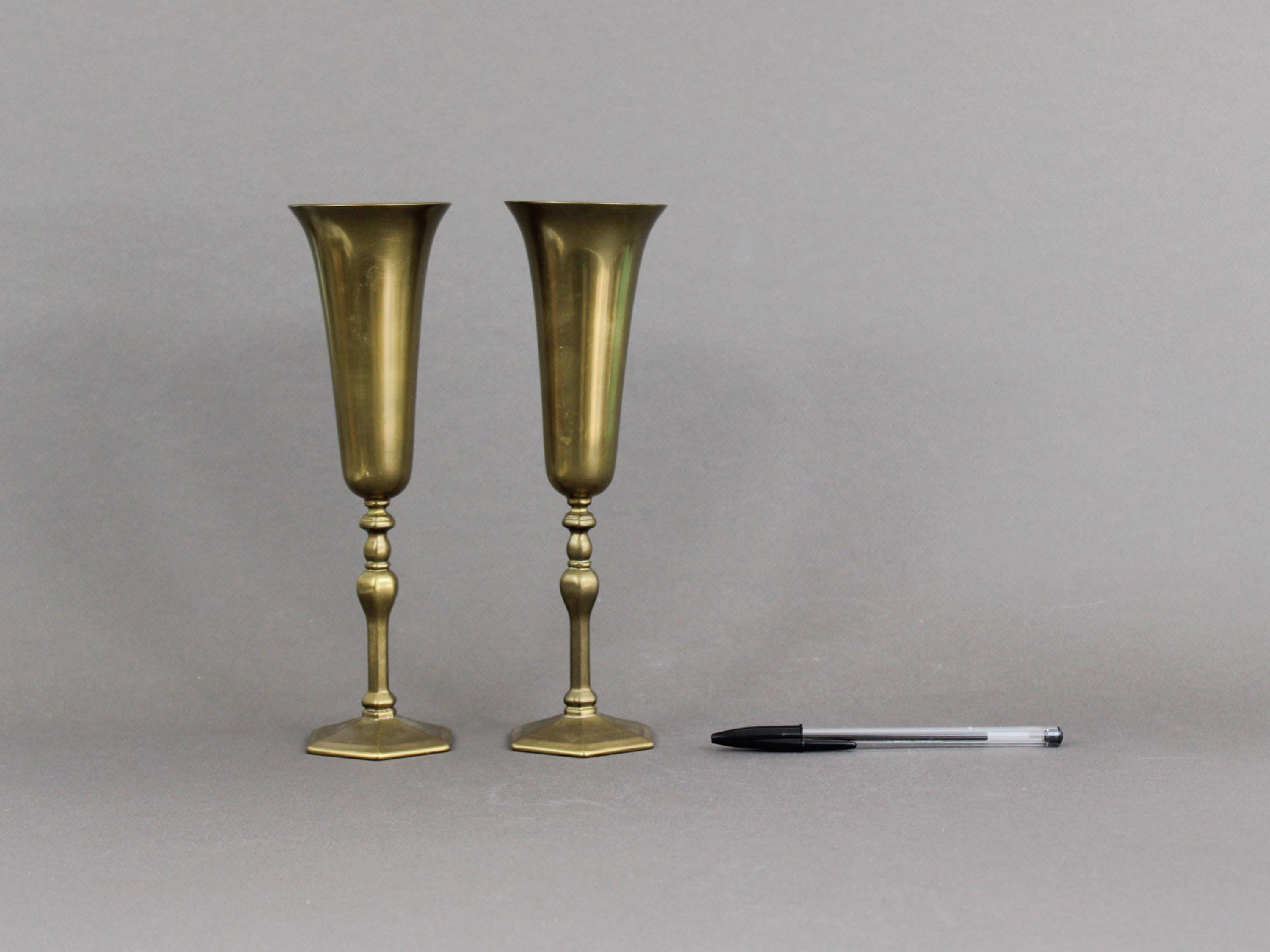 Vintage 1970s VALENTI Spain Brass Champagne Glasses, Hollywood Regency ...