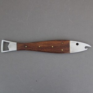 Vintage 1950s Fish Shaped Bottle Opener, Wood & Stainless Steel, MCM ...
