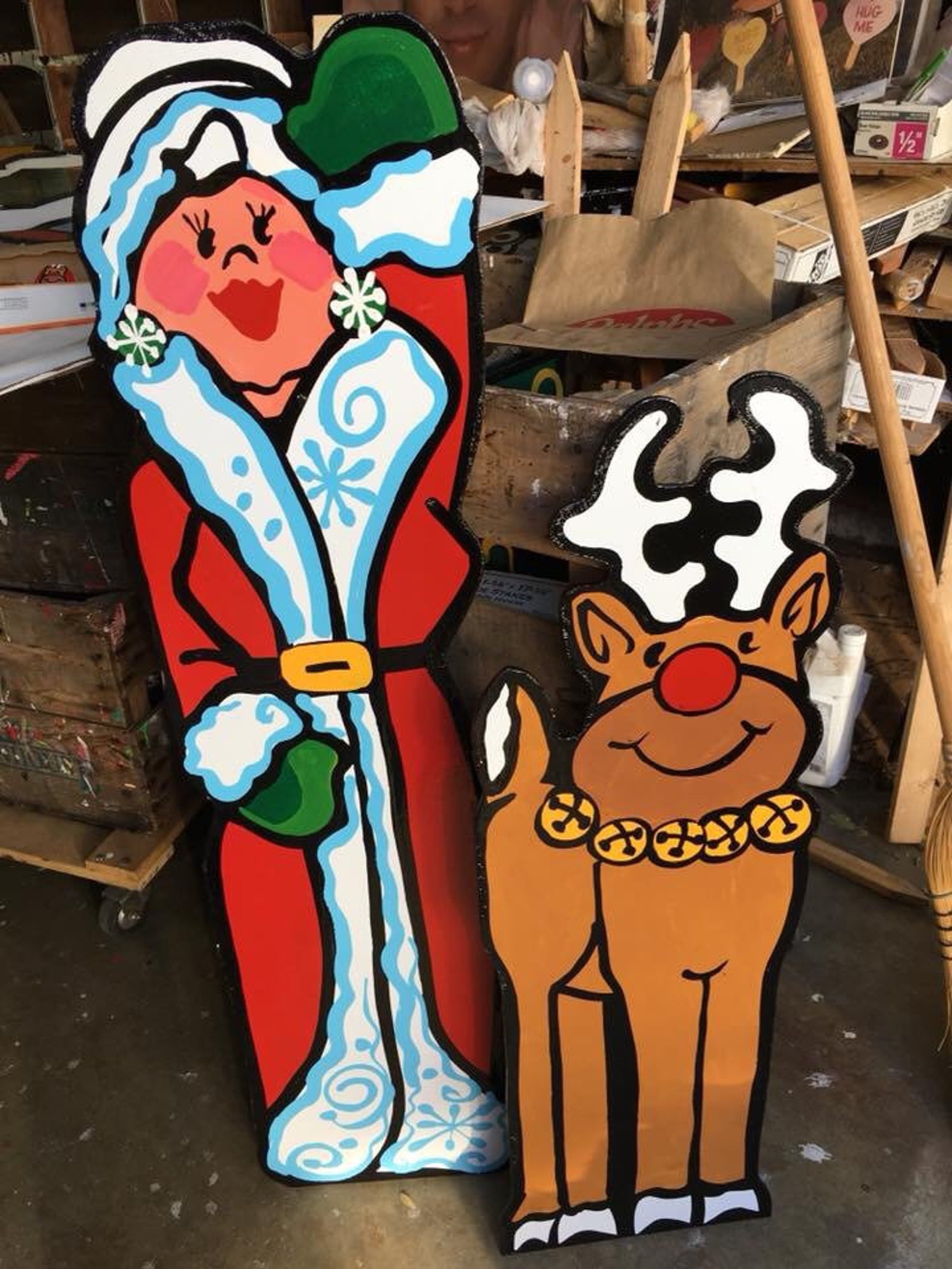 Mrs. Claus and Rudolph Outdoor Christmas Holiday Decorations - Etsy