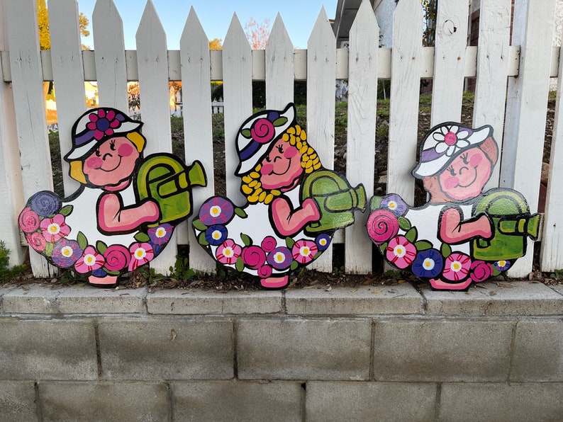 Watering Can Girl Garden Sign - Etsy