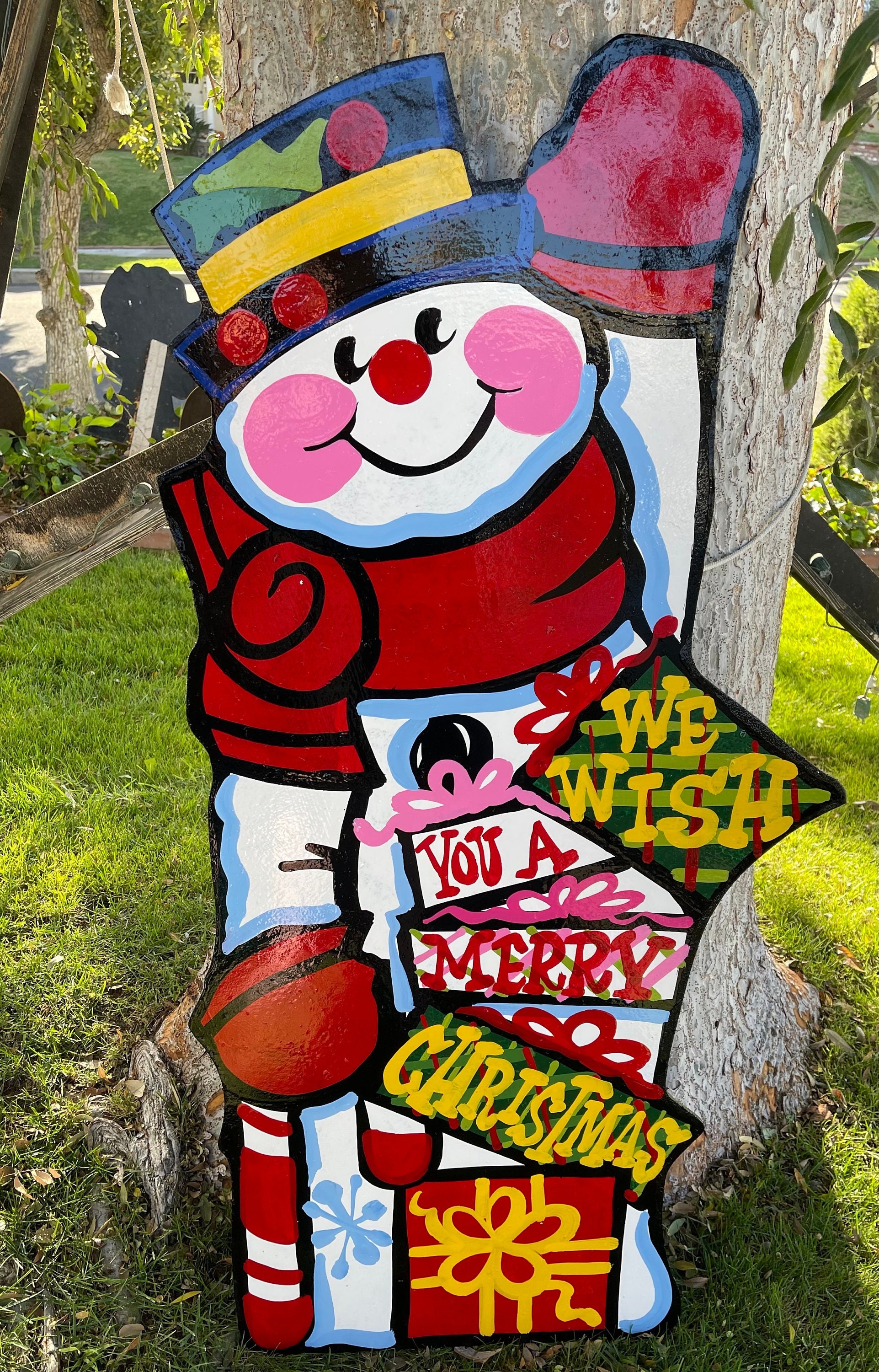 4 Snowman Yard Art Sign Hollycleelandart Outdoor Holiday - Etsy