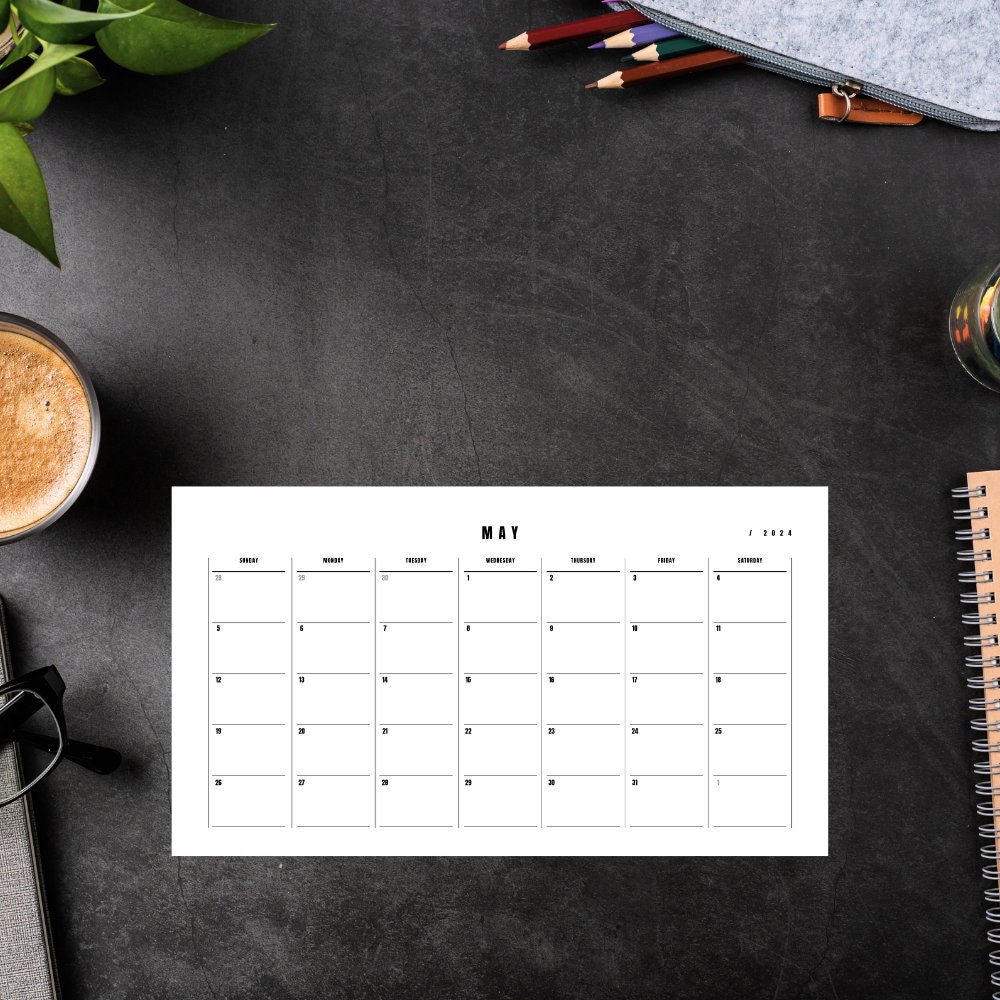 2024 Printable Landscape Calendar, Monthly Calendar 2024 Minimalist ...