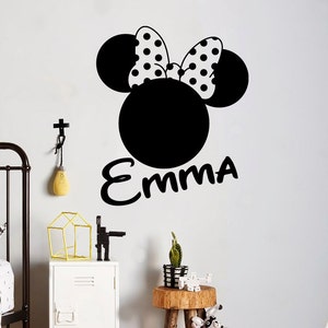 Custom Name Minnie Mouse Wall Decal Disney Cartoon Vinyl Sticker ...
