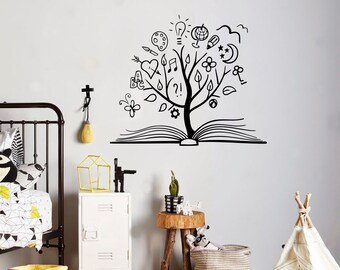 Bookshelf Wall Decal Books Vinyl Sticker Library Classroom | Etsy