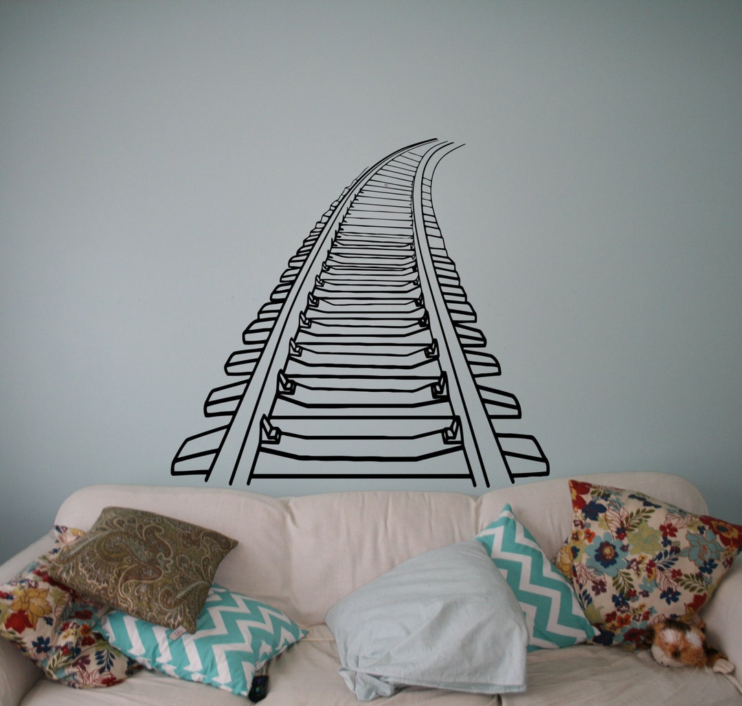 Railway Railroad Wall Decal Train Rail Vinyl Sticker Home Interior Wall ...