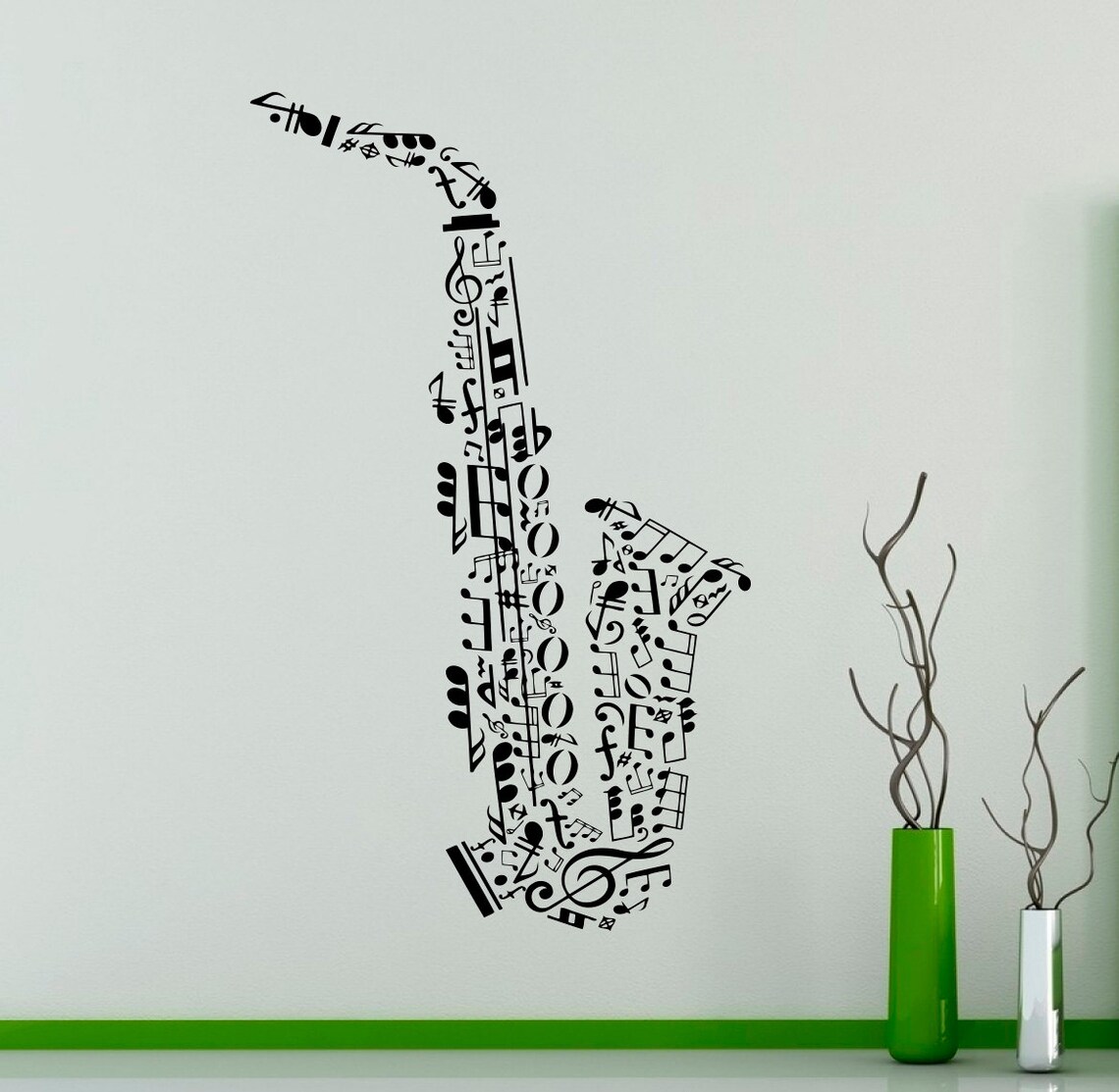 Saxophone Vinyl Wall Decal Music Notes Sticker for Wall Music | Etsy