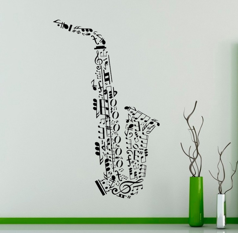 Saxophone Vinyl Wall Decal Music Notes Sticker for Wall Music | Etsy