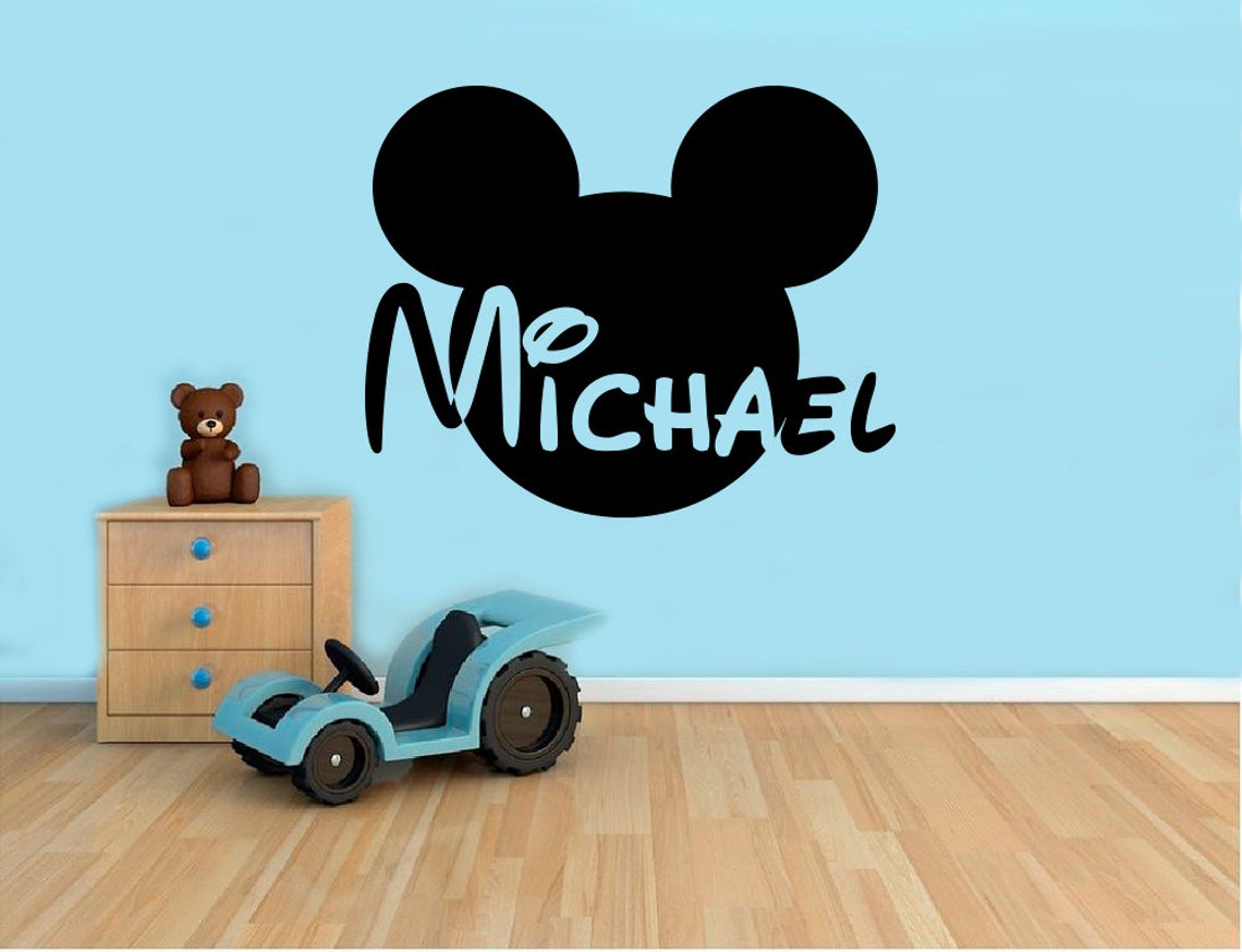 Custom Name Mickey Mouse Wall Decal Disney Cartoon Vinyl - Etsy