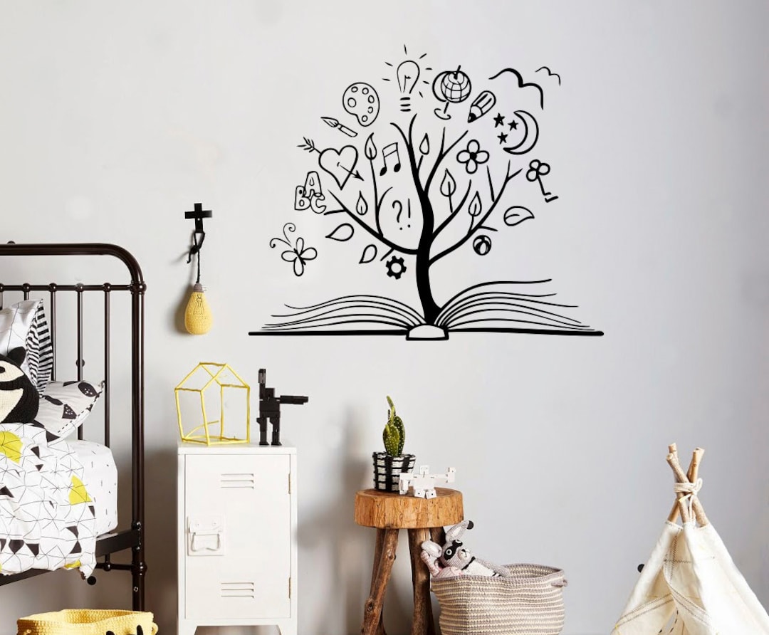 Book Tree Wall Decal Vinyl Sticker Library School Classroom Home ...