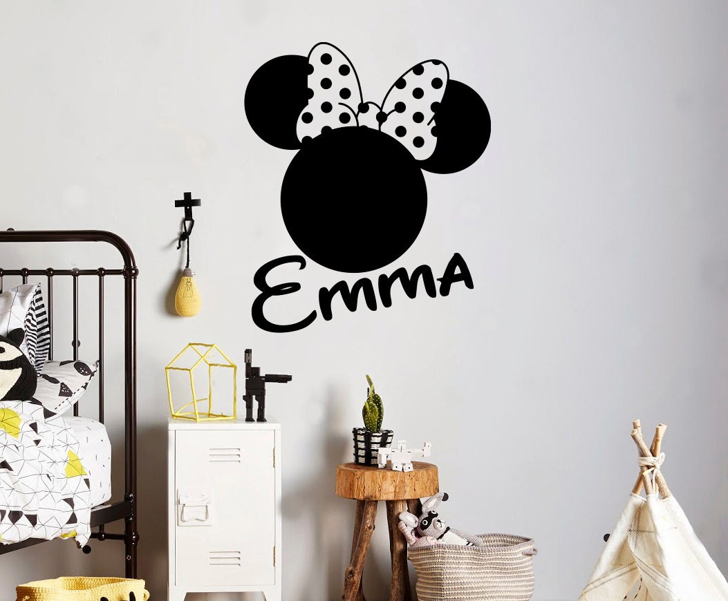 Custom Name Minnie Mouse Wall Decal Disney Cartoon Vinyl | Etsy