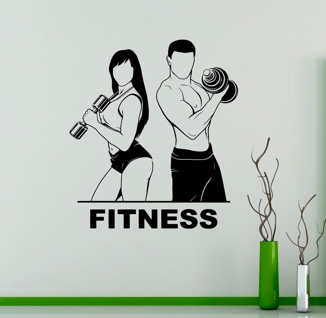 Fitness Gym Wall Vinyl Decal Sport Emblem Wall Sticker Training Home ...