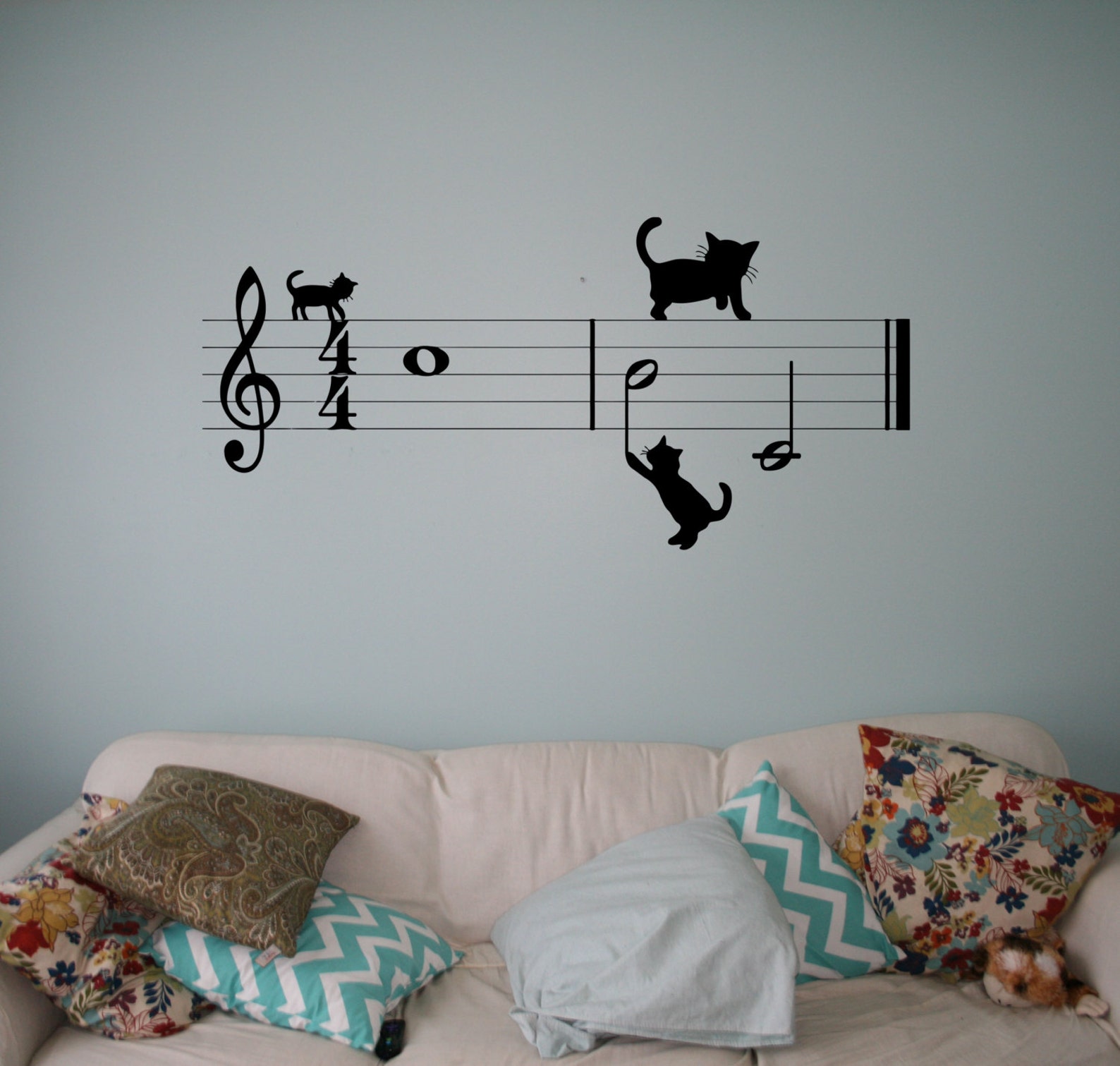 Musical Notes Wall Vinyl Decal Kittens Wall Sticker Music Home - Etsy