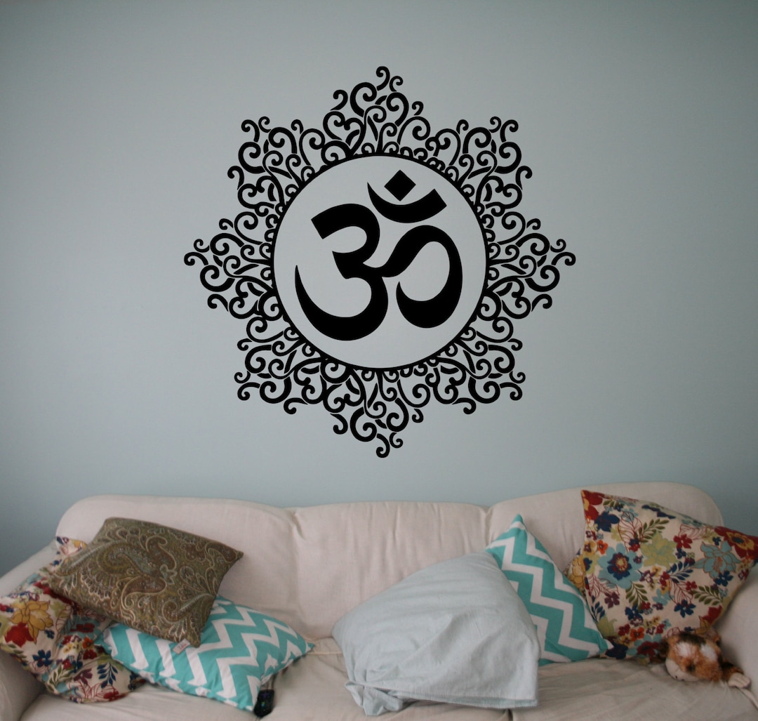Symbol Om Wall Vinyl Decal Mandala Wall Sticker Yoga Studio Decor ...