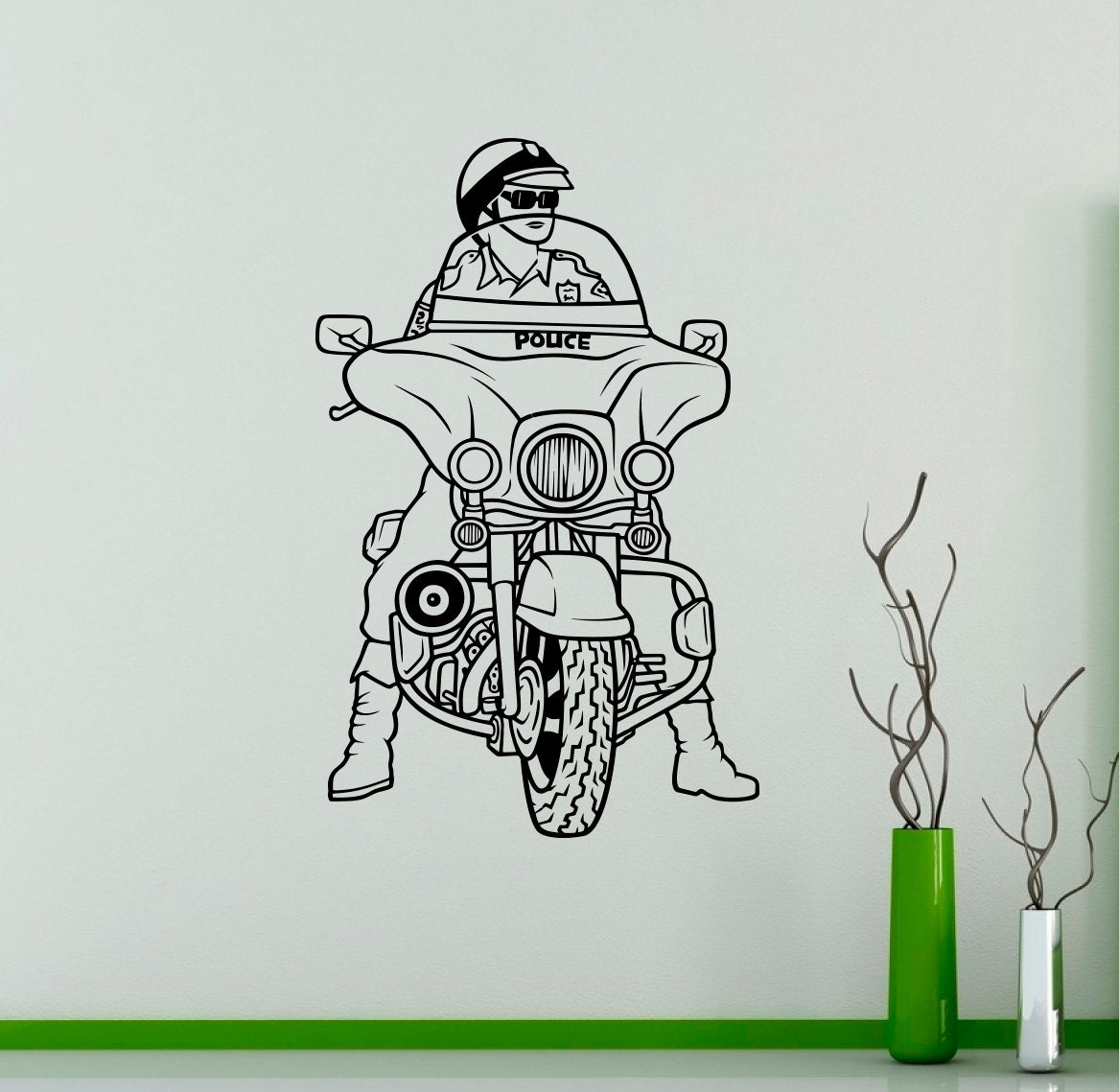 Police Motorcycle Wall Vinyl Decal Motorbike Wall Sticker - Etsy