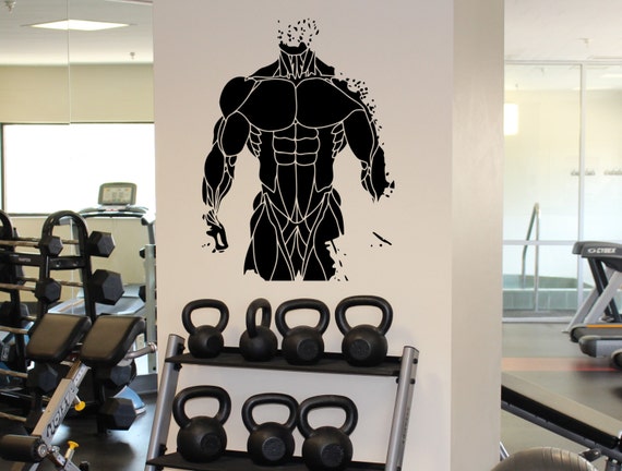 Fitness Gym Muscles Wall Decal Athletic Sport Wall Vinyl Etsy