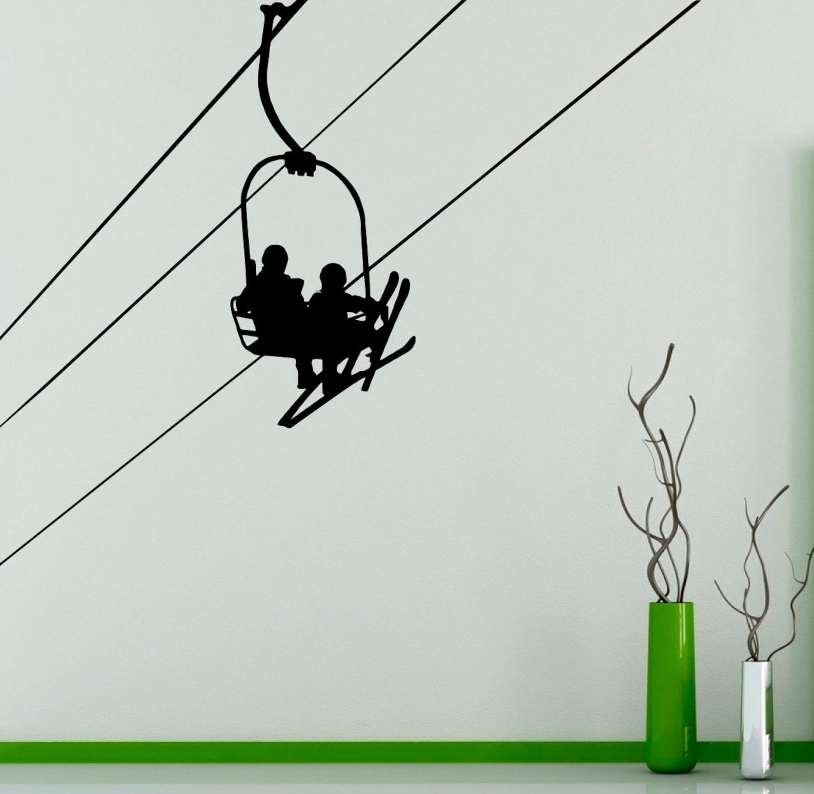 Ski Lift Wall Vinyl Decal Mountain Lift Wall Sticker Landscape Home ...