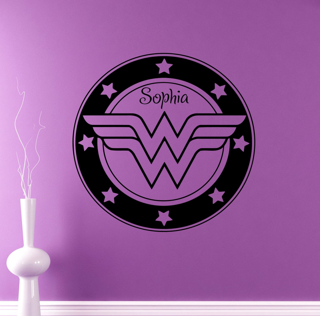 Personalized Name Custom Decals Wall Decal Wonder Woman Logo Vinyl ...