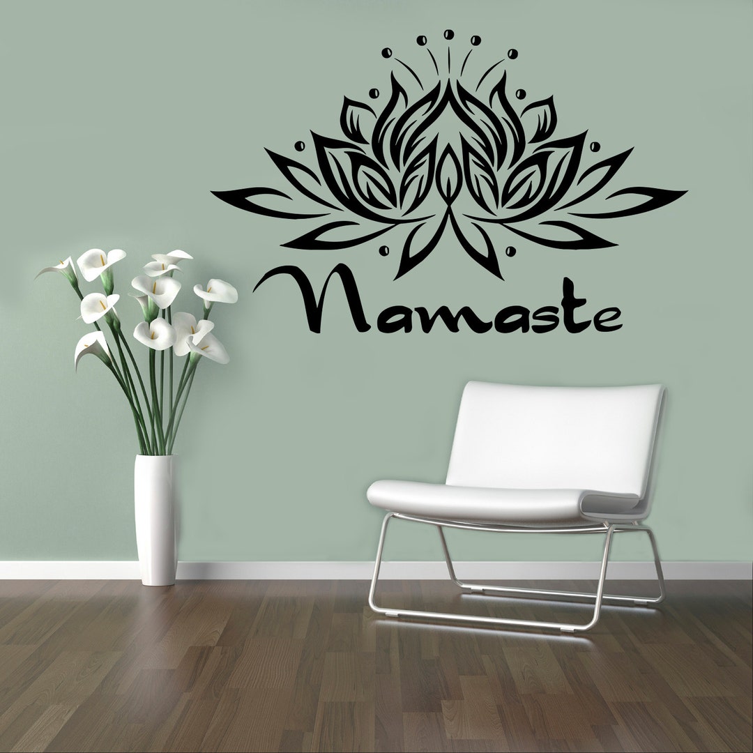 Yoga Namaste Wall Vinyl Decal Yoga Lotus Wall Sticker Yoga Studio Decor ...