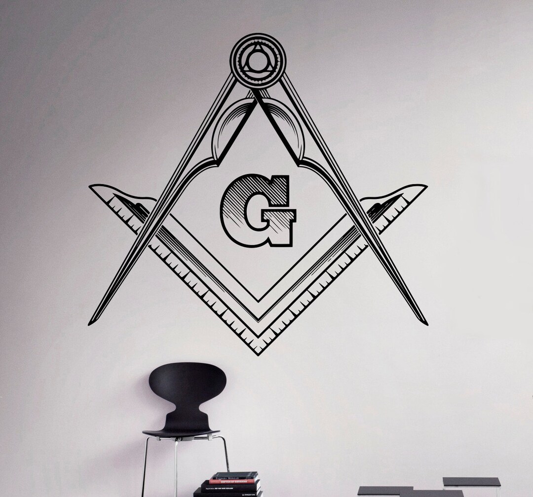 Freemasonry Emblem Wall Vinyl Decal Masonic Sticker Compass Home Decor ...