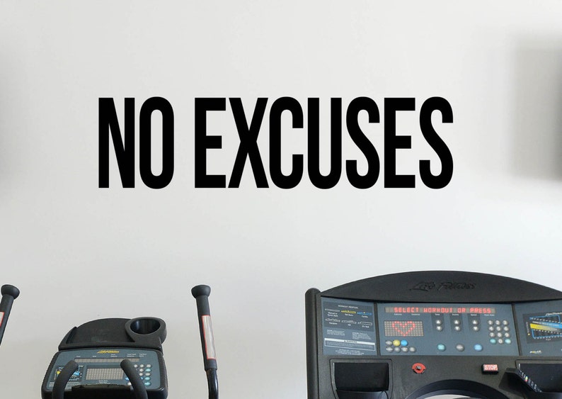 No Excuses Self Motivation Quote Gym Vinyl Decal Workout Fitness Wall ...