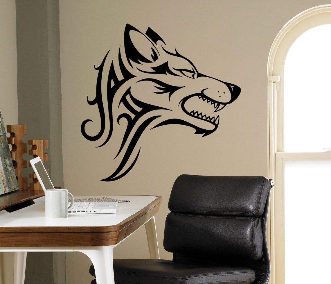 Tribal Wolf Wall Decal Beast Wild Animal Vinyl Sticker Home - Etsy