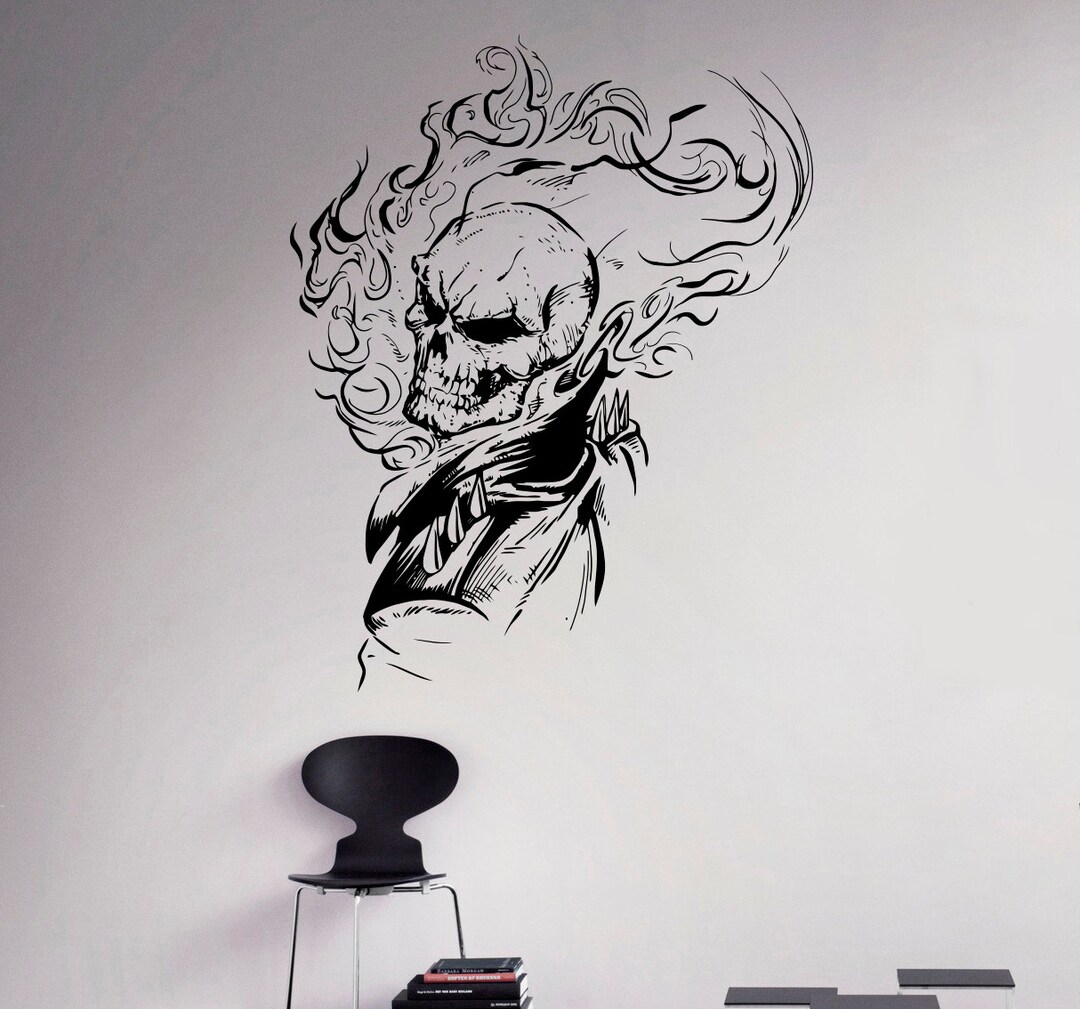 Ghost Rider Vinyl Decal Comics Antiheroes Wall Sticker Flaming Skull ...