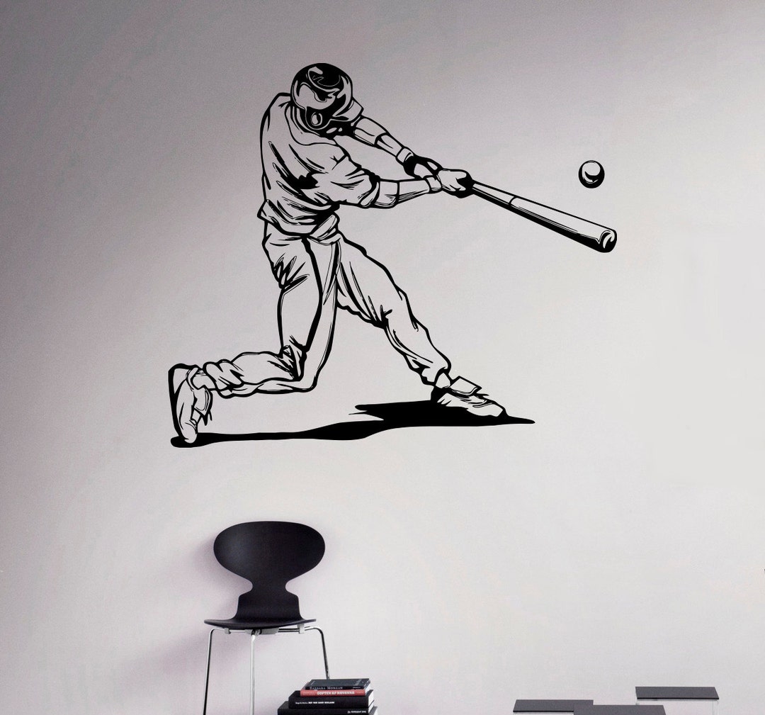 Baseball Batter Vinyl Decal Baseball Player Wall Vinyl Sticker Sport ...