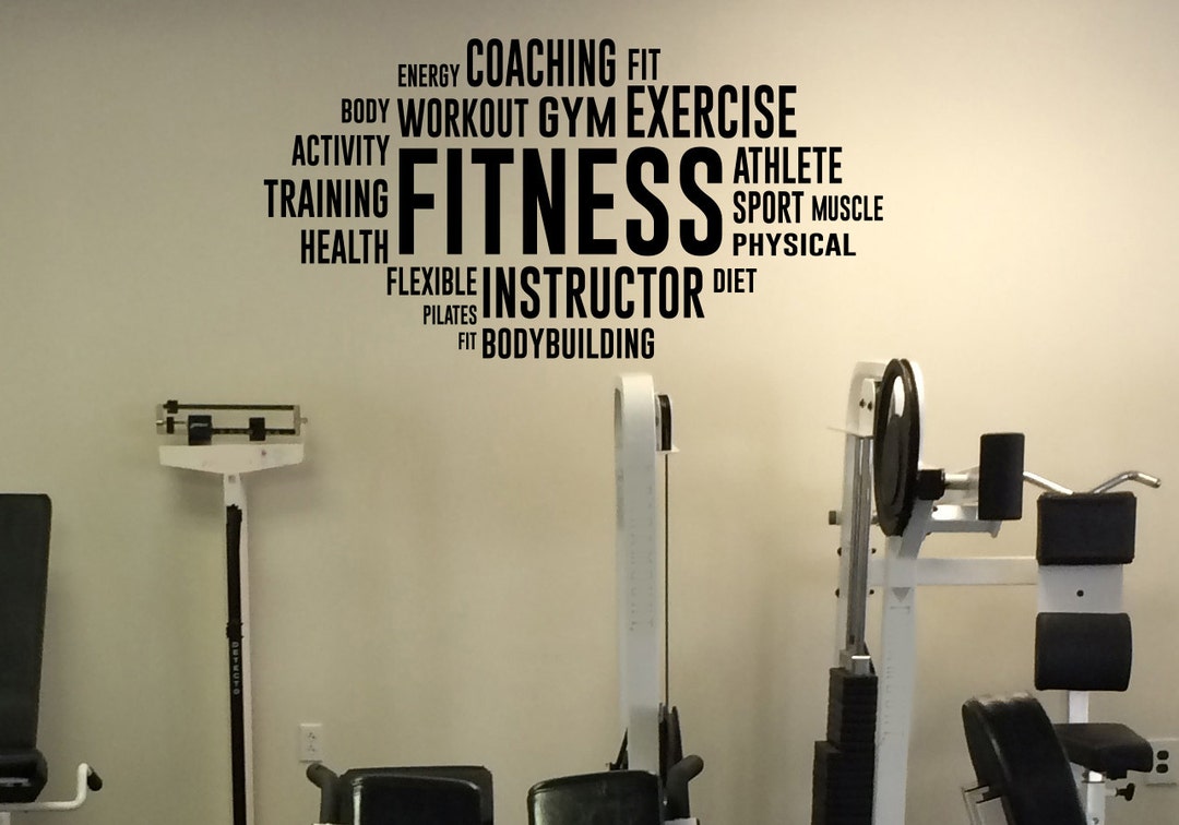 Motivation Word Cloud Fitness Wall Decal Vinyl Sticker Sport Gym ...