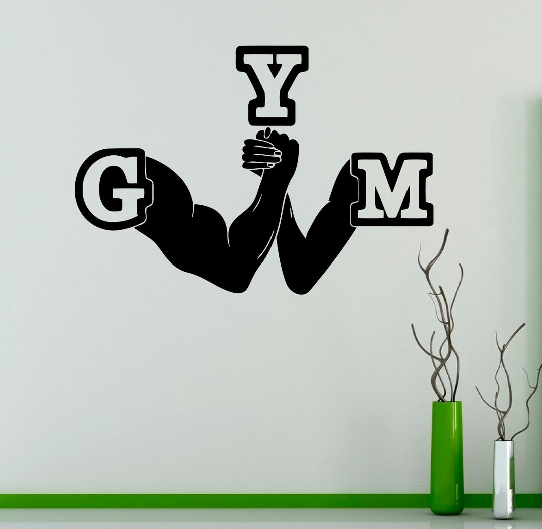 Fitness Gym Wall Vinyl Decal Sport Emblem Wall Sticker Home Decor ...