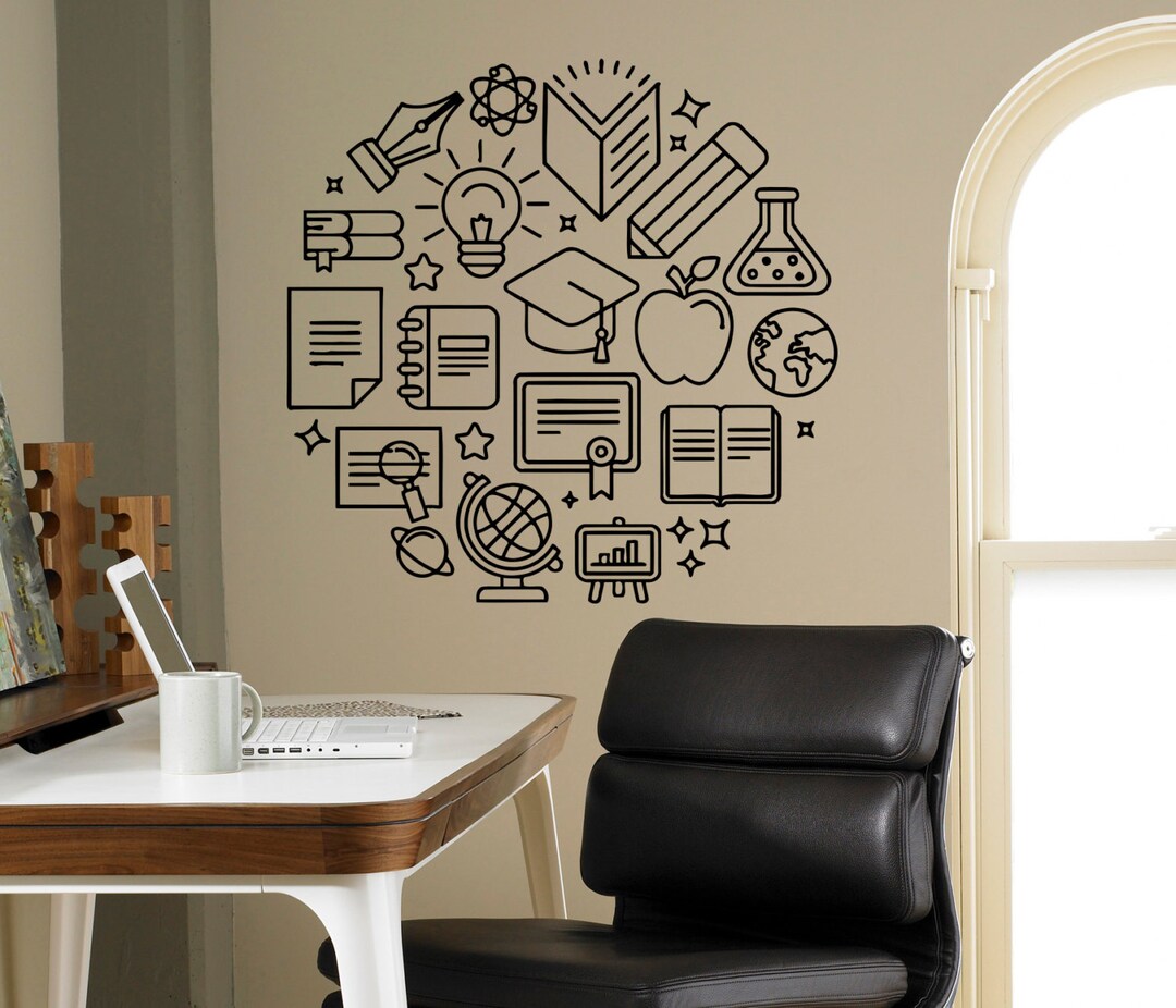 Wall Decal School Supplies Vinyl Sticker Education Library Classroom ...