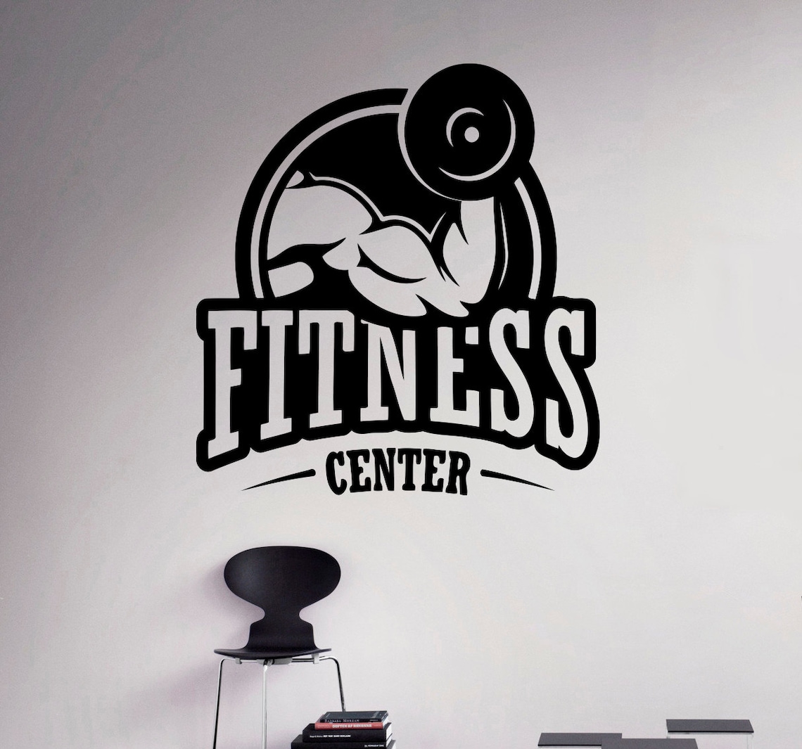 Fitness Center Wall Vinyl Decal Gym Emblem Wall Sticker Sport - Etsy