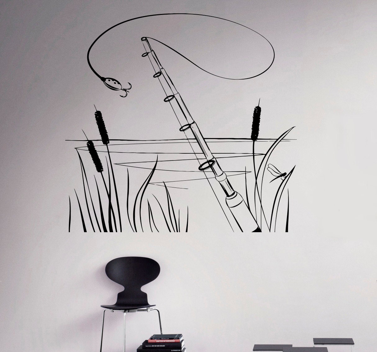 Fishing Rod Wall Decal Lake Nature Vinyl Sticker Hobby Home - Etsy