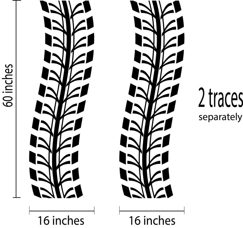 Tire Tracks Wall Decal Traces of Tires Vinyl Sticker Home - Etsy