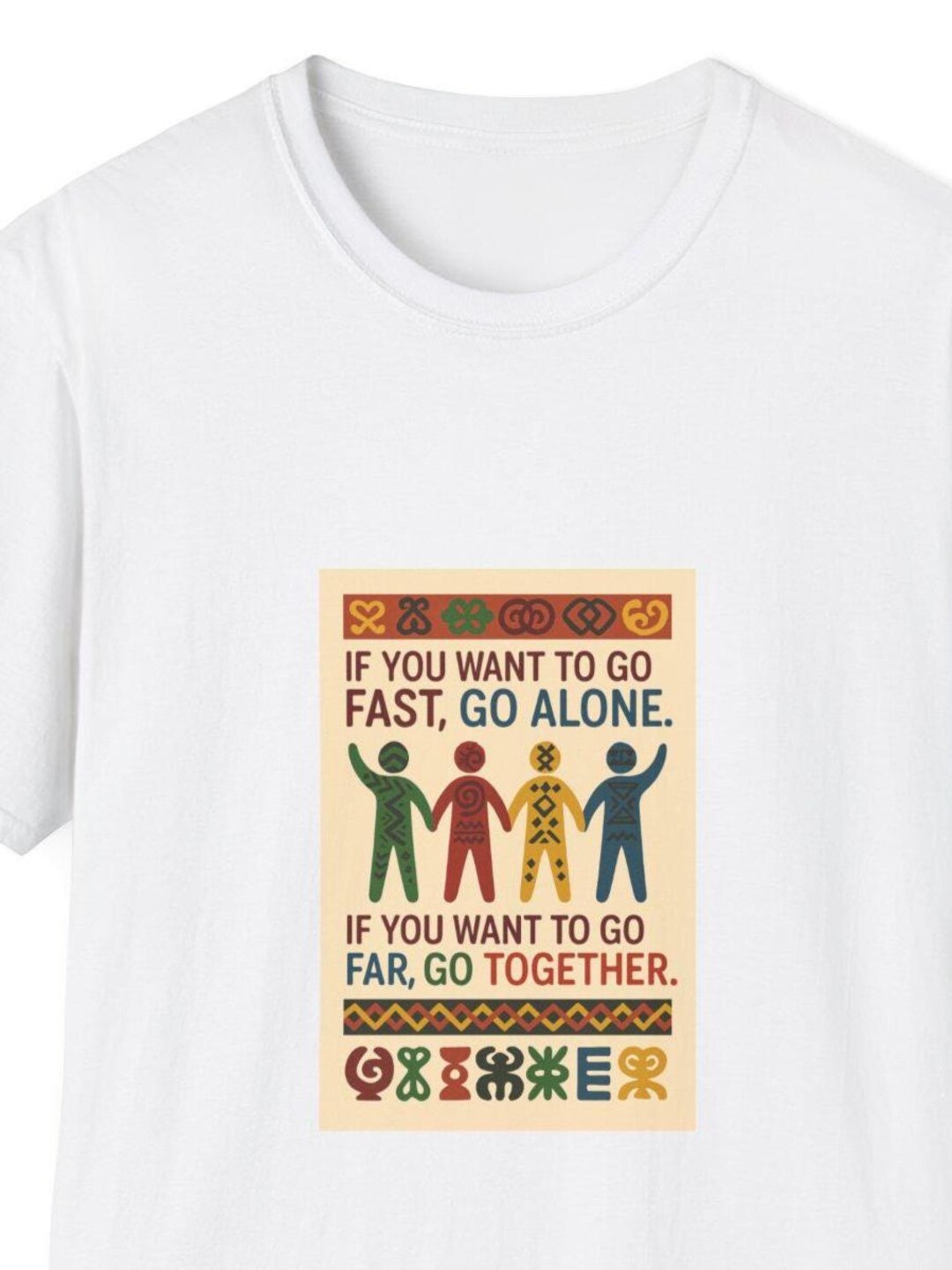 African Proverb T-shirt – "go Far, Go Together" – Unity Quote Tee – Adinkra Symbol Shirt – Black ...