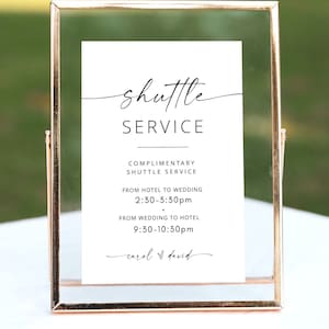 Shuttle Service Sign Template, Minimalist Wedding Sign, Transportation ...