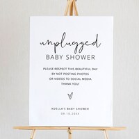 Unplugged Baby Shower Sign, No Posting to Social Media, No Sharing ...