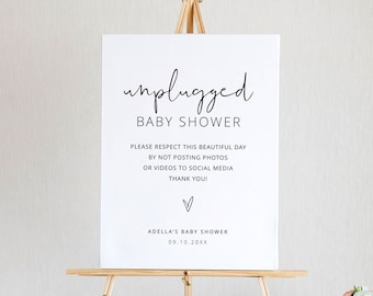 Unplugged Baby Shower Sign No Posting to Social Media No Instagram No ...