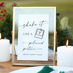 Shake Like A Polaroid Picture Sign, Wedding Photo Guestbook Sign Decor ...