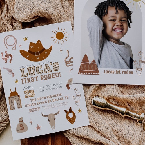 First Rodeo Birthday Invitation Template Boy Rodeo Invite - Etsy