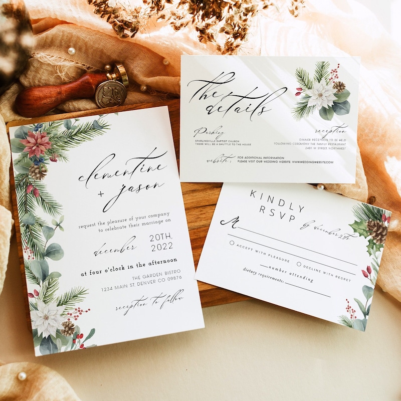 Christmas Wedding Invitations - Etsy