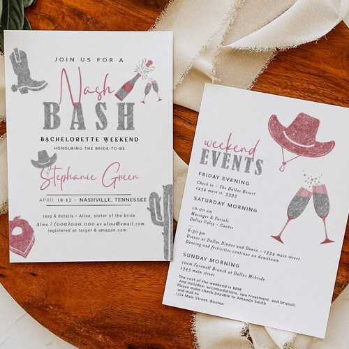 Nash Bash Invitation & Itinerary Template Nashville - Etsy