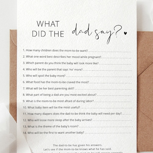 What Did the Dad Say Baby Shower Game Editable Baby Shower - Etsy