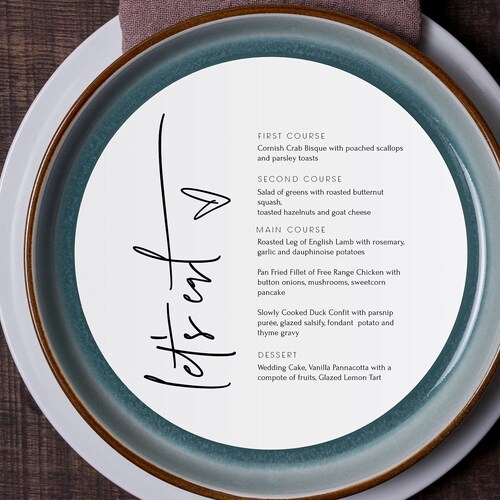 ELLIA Wedding Round Menu Template Round Menu Cards - Etsy